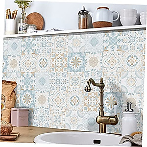 LIGHTAOTAO Furniture Tile Stickers Cupboard Tile Sticker Bathroom Tile Stickers Thick Frosted Flooring Floor Tile Sticker Peel and Stick Vintage Removable Stickers PVC Wall Tiles 48pcs