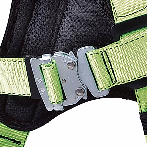 Peakworks Fall Protection Full Body Padded Safety Harness with Back Support, Positioning Belt, Back & Side D-Rings, Stab Lock Buckles, Hi Vis Green/Black, XXL, V8255625
