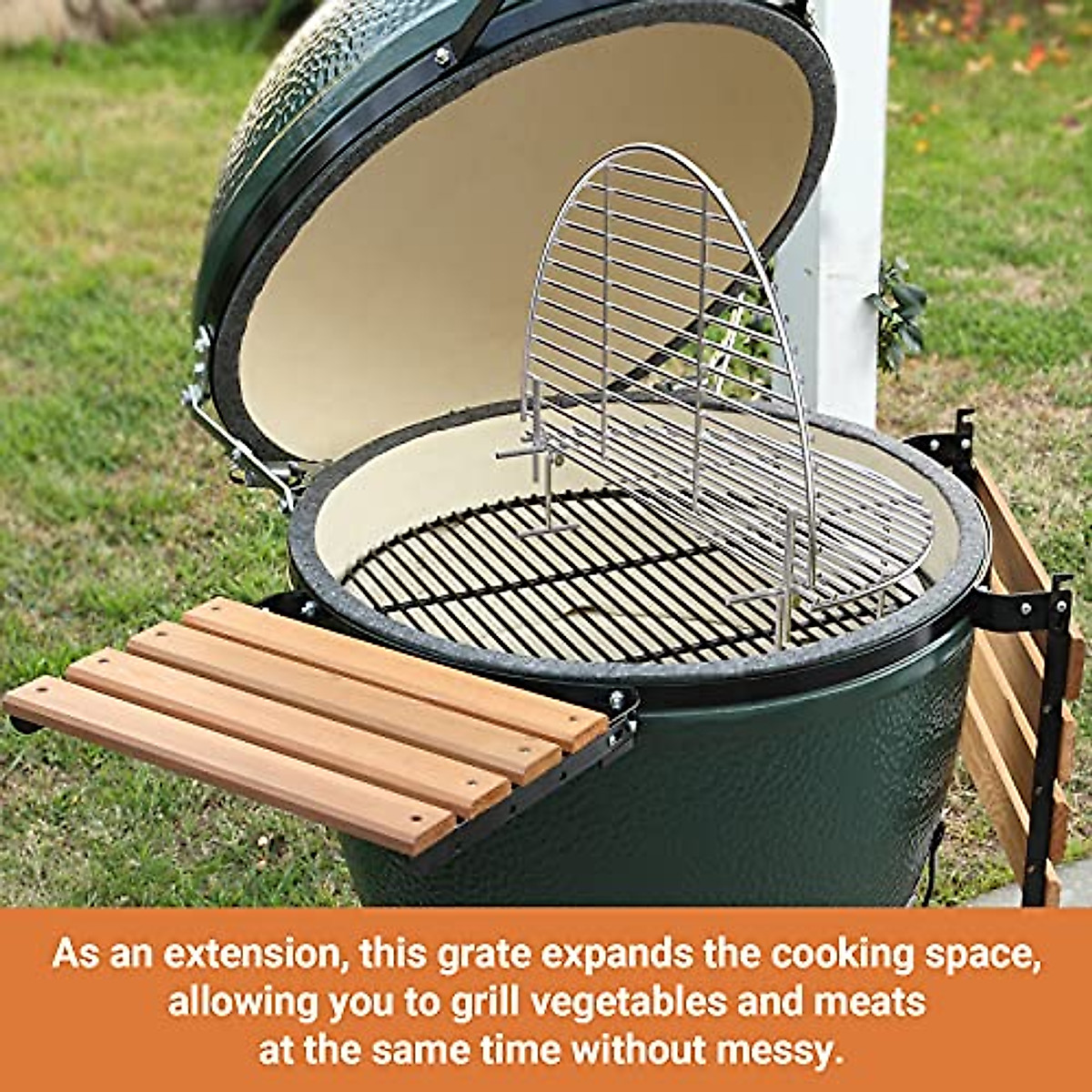 only fire Stainless Steel Cooking Grate Extended Top Grate for Weber 22" Kettle, Big Green Egg, Kamado Joe Classic Ceramic Grills, 17 1/2 Inch