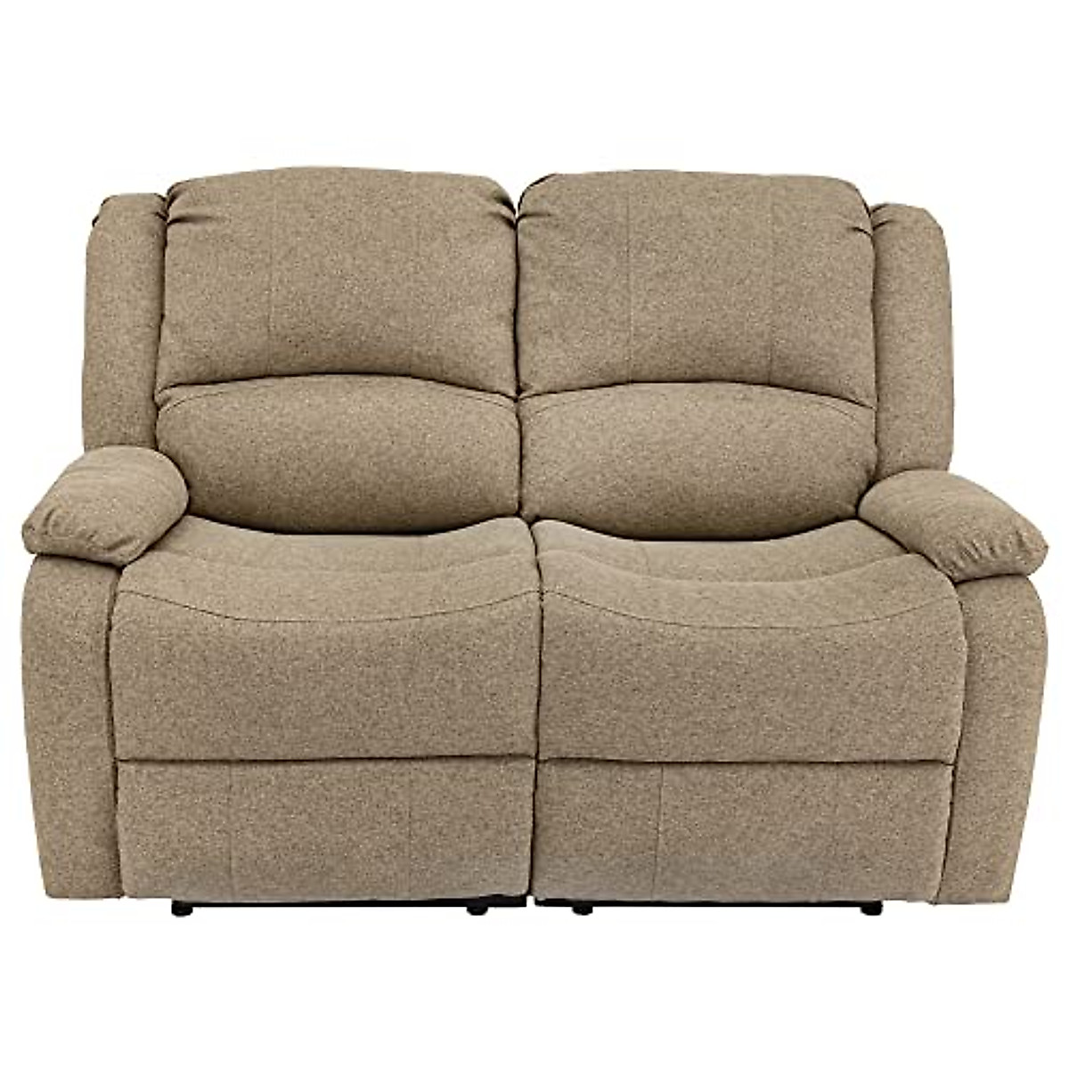 RecPro Charles 58" Double Recliner RV Sofa | Zero Wall Loveseat for Camper | Wall Hugger Couch | Fifth Wheel Theater Seating | Replacement RV Furniture | Oatmeal Cloth