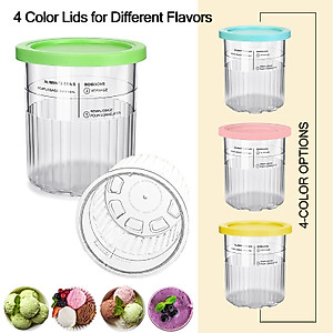 Pint Containers Replacement Fit for Ninja Creami Deluxe Pints and Lids - 4 pack, 24oz XL Cups Compatible with Ninja 11-in-1 NC500/NC501/CN501CO Series Ice Cream Maker - Dishwasher Safe & BPA-Free