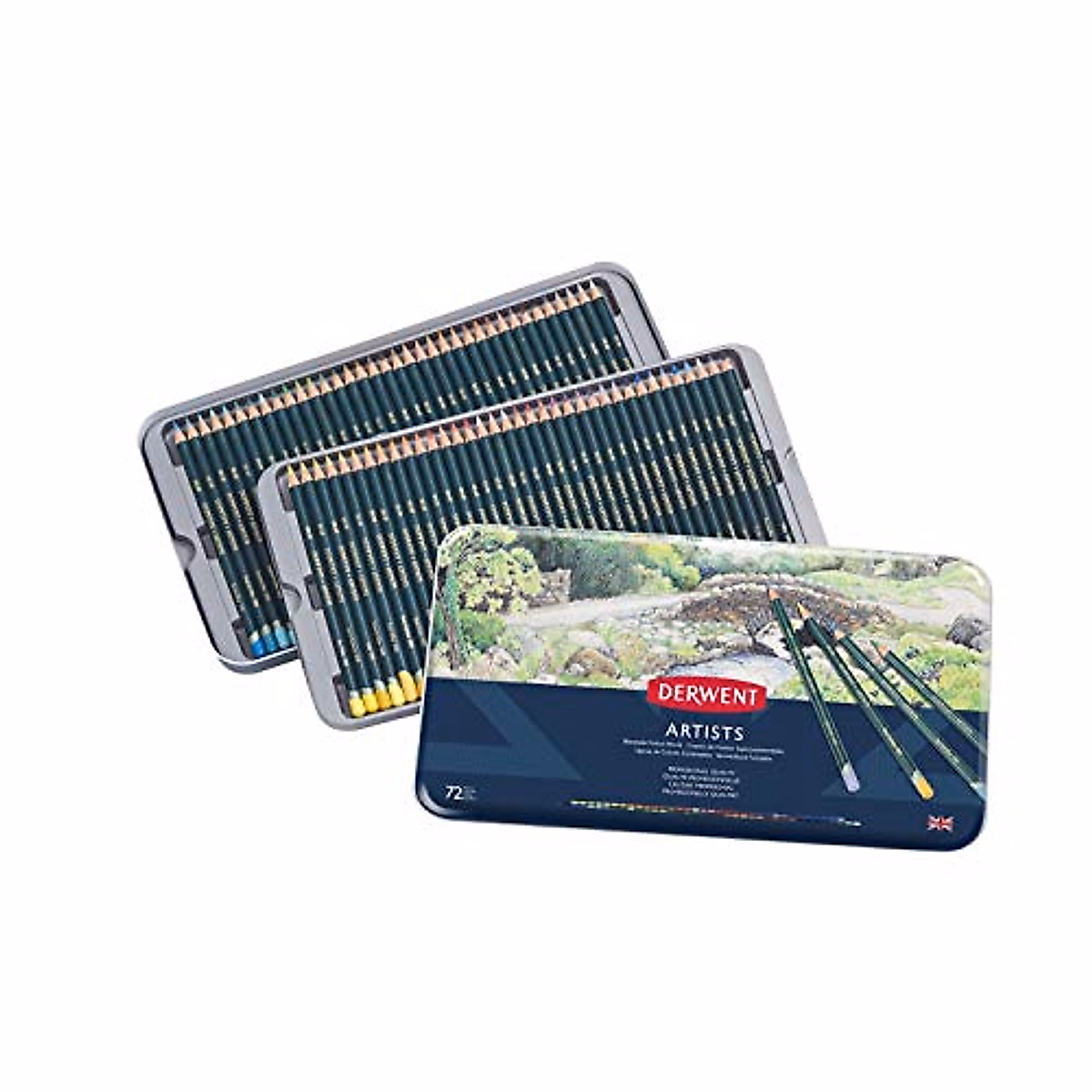 Derwent Artists Colored Pencils, 4mm Core, Metal Tin, 72 Count (32097)