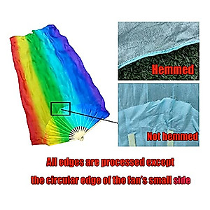 Winged Sirenny Belly Dance Silk Fan Veils Adjustable Pairs, 70"(180 cm) Worship Praise Flags Streamers(white)