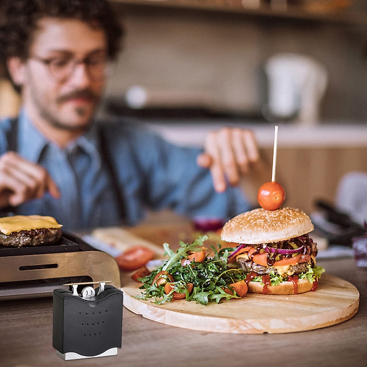 LivLab Fun Toothpick Holder - Cute Toothpick Dispenser ABS Fun Toothpick Holders Decorative Plastic Toothpick Holder (Black)