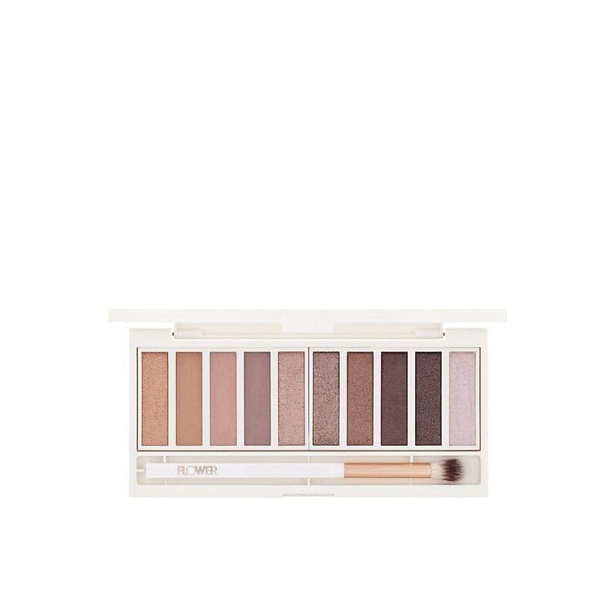 FLOWER BEAUTY By Drew Barrymore Shimmer + Shade Eyeshadow Palette - Neutral Colors + Ten Shades - Mix + Layers Shades - Easily Blendable + Rich Color Payoff - Brush Included (Smoke Show)