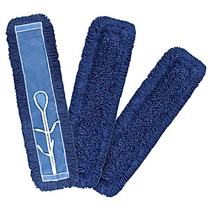 Matthew Cleaning 24'' Industrial Strength Cotton Dust Mop Refill Washable Replacement Heads for Residential & Commercial Use Fit Standard Dust Mop Frames, Hardwood, Laminate, Concrete Floors 3 Pack