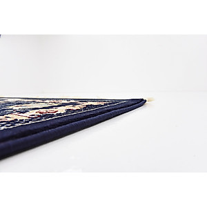 Unique Loom Narenj Collection Classic Traditional Medallion Textured Design Area Rug, 8 x 10 ft, Navy Blue/Blue