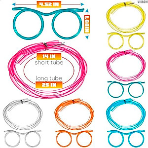 Drinking Straws Glasses Plastic - 5Pcs Fun Glasses Straw Covers Cap Reusable Straws for Kids Glasses Straws Drinking Adult Party Fun Straws for Eye Glasses Straw Tube Toy and Birthday Party Set