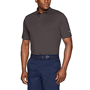 Callaway Men's Micro Hex Golf Performance Polo Shirt with Sun Protection, Solid Stretch Fabric, Asphalt, X-Large