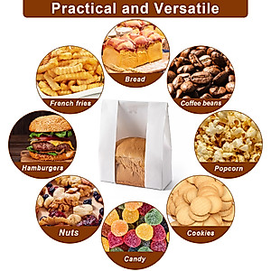 25PCS Paper Bread Bags-White, Sourdough Bread Bags for Homemade Bread, Large Bakery Bags with Window Includes 25PCS Label Seal Stickers for Homemade Bread Storage(13.7x8.3x3.5 inch)