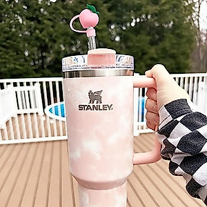 SEEZIZI 3 pcs Pink Straw Covers Cap Toppers Compatible with Stanley 30&40 oz Tumbler Cups,Reusable Cute Silicone Straw Tips Lids Protectors for 0.4 in/10mm Stanley Cups Straws Accessories