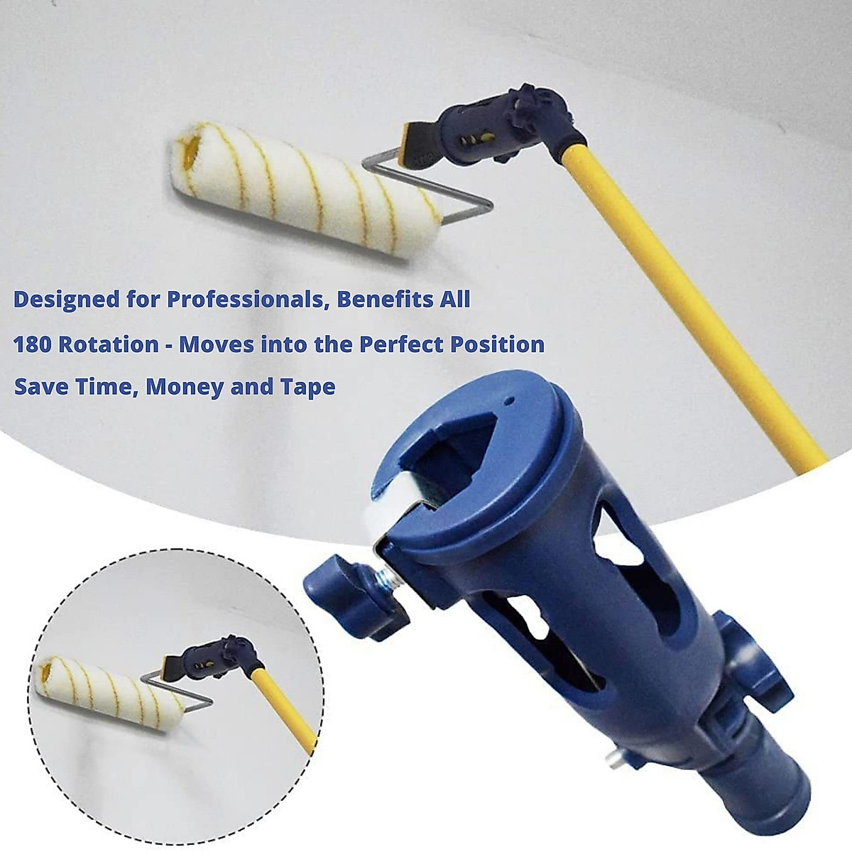 Multi-Angle Paint Brush Extender - Paint Edger Tool for High Ceilings, Walls, Trim and Corner Painting Tool, Paint Roller Extension Pole Attachments for Cutting in Clean, Paint Pole Extension Device