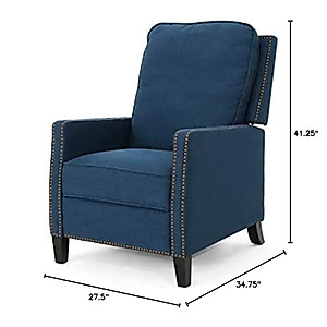 Christopher Knight Home Armstrong Recliner, Navy Blue + Dark Brown