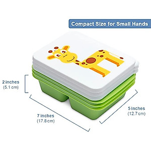 3-PACK TotBox Kids Lunch Box, Bento Snack Box for Daycare, Preschool, Kindergarten, Toddlers, Baby, Boys, Girls, Small Cute Stackable Dishwasher-safe Food Storage Containers, Fits Sandwich