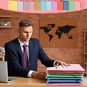 Fainne 48 Pcs Pocket File Folders File Jackets Flat File Jackets Reinforced Straight No Expansion File Folder Document Organizer for Job Project, 12 Colors