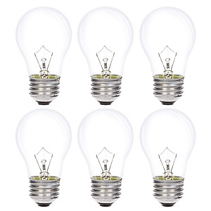 Simba Lighting Appliance Light Bulb A15 40W (6 Pack) Incandescent Mini-Standard Shape with E26 Standard Medium Screw Base for Refrigerators, Ovens, 110V 120V 130V, Dimmable, 2700K Warm White