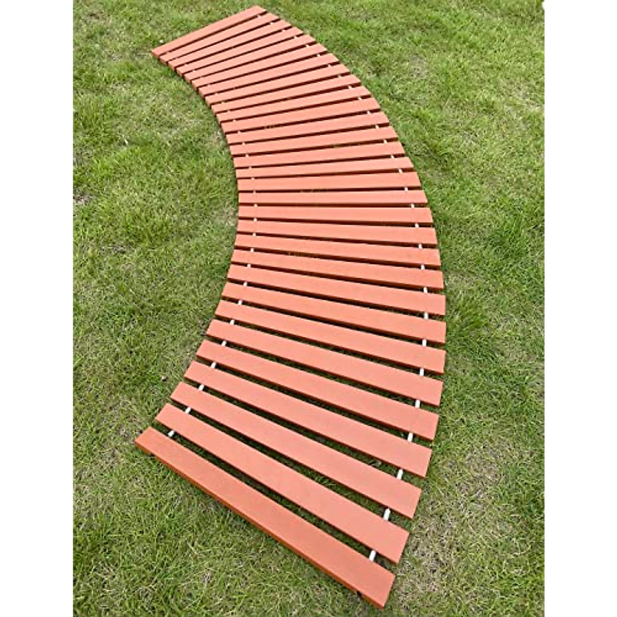 i frmmy Outdoor Roll Out Curved Pathway for Garden Walkway Weather Resistant, Made of PS Wood (4.6-6.5 ft Longx 18 inch Wide)