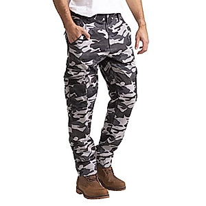 Mens Army Cargo Pants Casual Regular Fit Camouflage Combat Cotton Multi Pocket Security Workwear Trousers Sizes 32W-44W (Gray Camo, 38W x 34L)