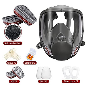 Full Face Reusable Respirаtor Mask - Organic Gas Dust Chemical Respirator w/Extra Filters for Paint Sprayer, Woodworking, Painting, Machine Polishing, Welding, Epoxy Resin and Other Work Protection