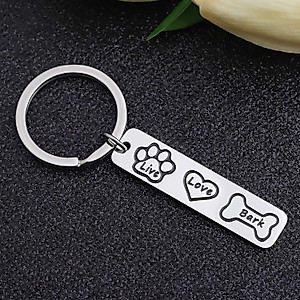 bobauna Live Bones Love Heart Bark Animal Dog Paws Keychain Dog Lover Rescue Jewelry Dog Owner Gift (live love bark keychain)