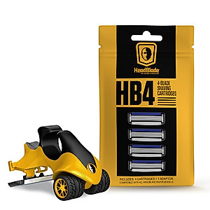 HeadBlade ATX Razor and HB4 Refill Shaving Razor Blades (4 Blades)
