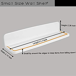 Wall Mounted Small Floating Shelf Stick On Wall Shelves for Bedroom,Kitchen,Bathroom Bedside Shelves to Display Speakers,Photo Frame,Watch,Keys,Cosmetics-Damage Free-Plastic-White(1Pcs/Set)