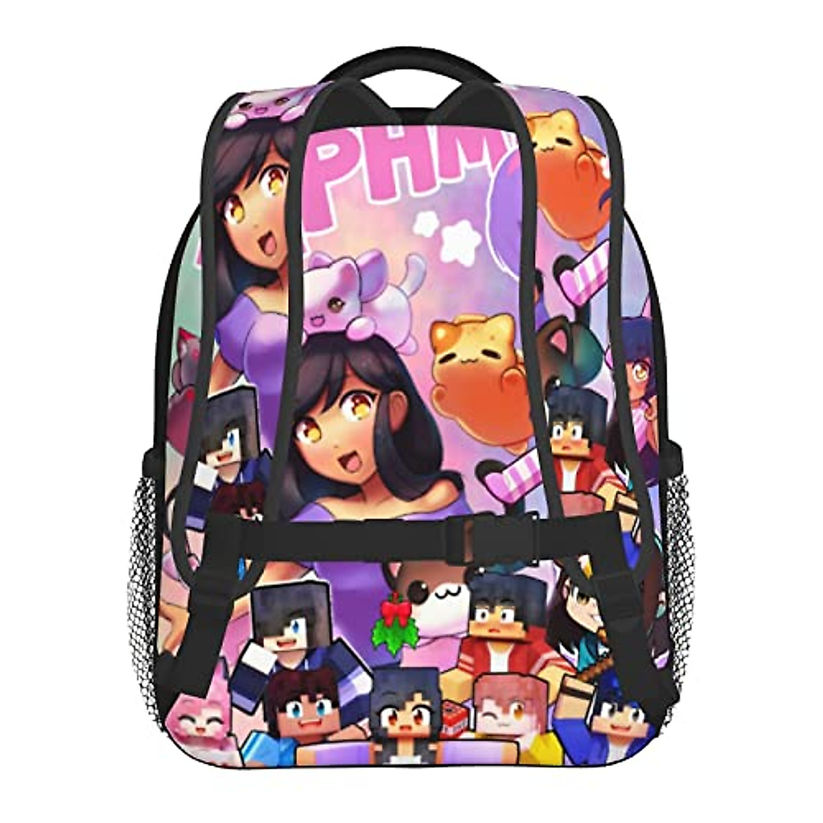 YAOJIAADM Anime Backpack Schoolbag 3D Printed Large Capacity Waterproof Nylon Backpack Adjustable Shoulder Strap Suitable for Travel Picnic Black