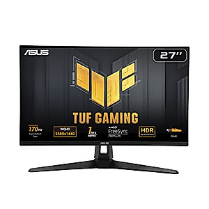 ASUS TUF Gaming 27” 1440P Monitor (VG27AQA1A) - QHD (2560 x 1440), 170Hz (Supports 144Hz), 1ms, Extreme Low Motion Blur, Freesync Premium, Eye Care, HDMI, DisplayPort, Shadow Boost, Speakers, HDR