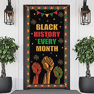 FARMNALL Black History Month Door Cover African American Decoration Party Photography Door Banner Farmhouse Holiday Decor Pattern Black Red Yellow Supplies for Home Office