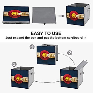 Colorado State Flag Collapsible Storage Bins Basics Folding Fabric Storage Cubes Organizer Boxes with Handles