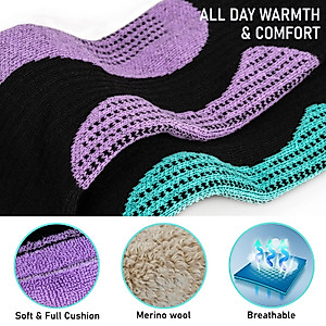 Merino Wool Ski Socks 2 Pairs, Thermal Knee High Warm Socks for Snowboarding, Hiking, Cold Weather, Snow, Hunting