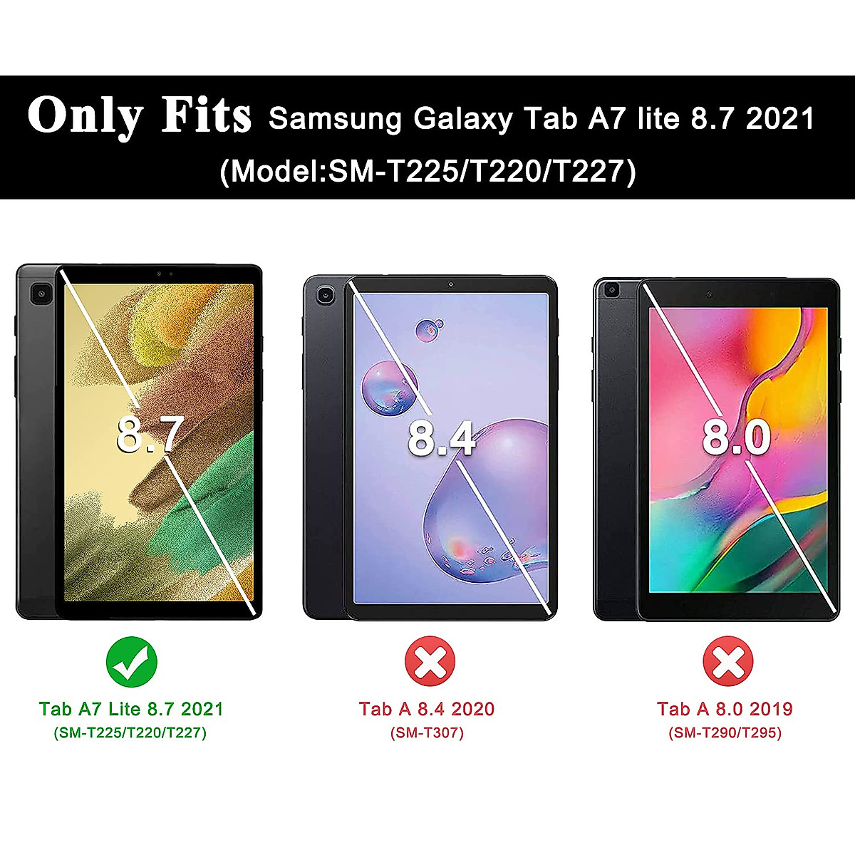 Soke Case for Samsung Galaxy Tab A7 Lite 8.7 Case 2021, Premium Leather Stand Folio Case with Bussiness Pocket, Hard PC Back Cover for Samsung Galaxy Tab A7 8.7 inch Tablet[SM-T225/T220/T227],Black