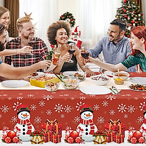 Christmas Tablecloth, 3 Pack Disposable Plastic Tablecloth 54" x 108" Christmas Party Supplies,Christmas Table Cloth Plastic Table Cover, Christmas Decorations Party for Indoor or Outside,Home,Dinner