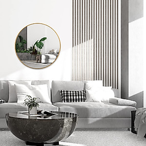 Yesmirrorcom Round Mirror 36 inch， Large Round Mirror Gold Frame,Circle Mirror 36 inch, Circular Wall Mirrors for Bathroom, Entry, Dining Room, & Living Room