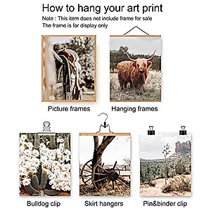 Nature Western Highland Cow Wall Art Prints Set of 6 Country Pictures Canvas Decor Horse Cactus Desert Boho Neutral Southwest Poster for Farmhouse Bedroom Home Room Wall Decor (8"x10" UNFRAMED)