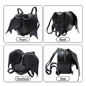 Ovida Bat Backpack Halloween Gothic Backpack Cute Heart Wings Mini Backpack Purse Casual Daypack Lace Shoulder Bag Lolita Bag