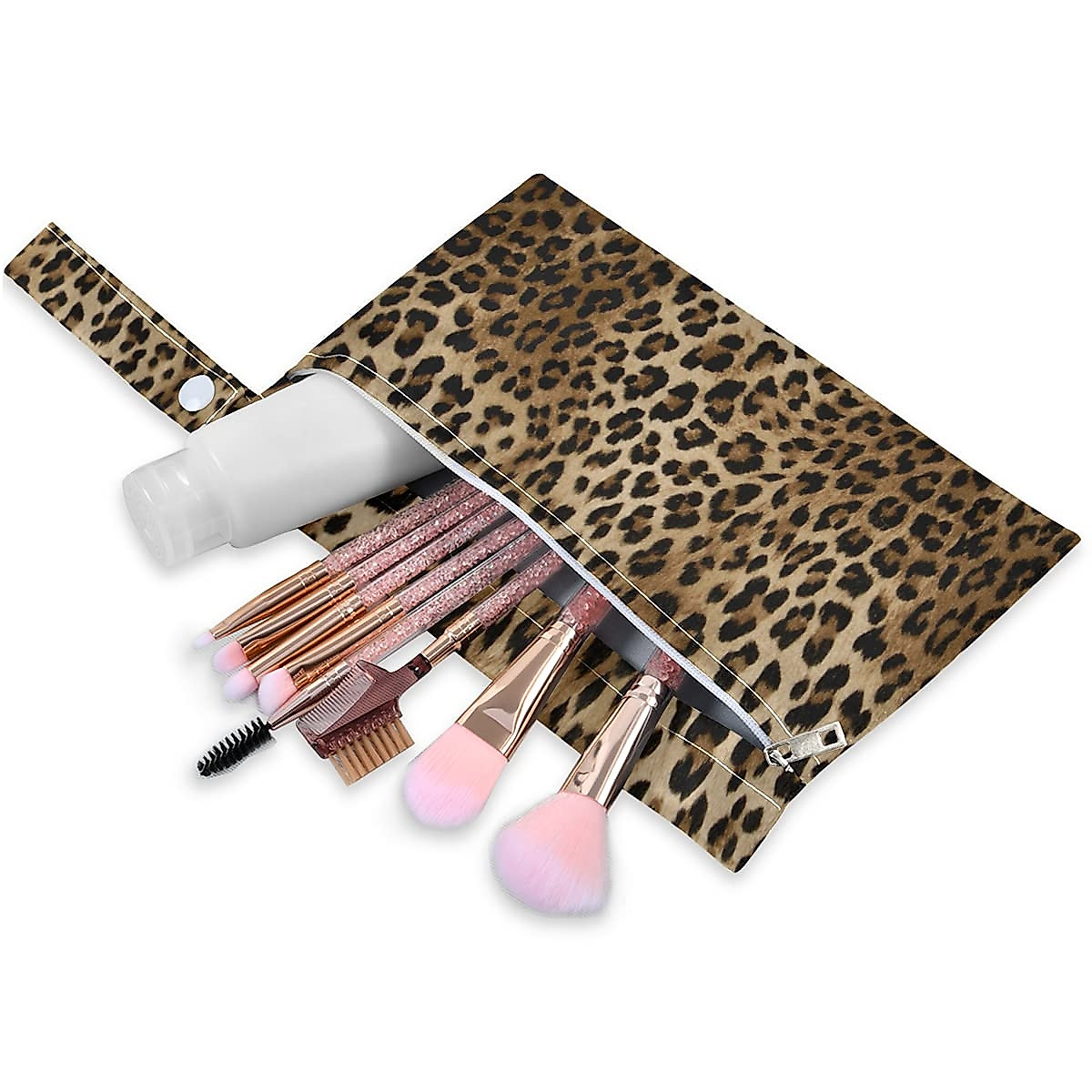 Leopard Print Animal Wet Dry Bags Leopard Waterproof Baby Cloth Diaper Bags with Two Zippered Pockets Beach Travel Bag for Swimsuit&Wet Cloth 2pcs