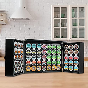 Excello Global Products Barndoor K Cup Cabinet - Wall-Hanging or Standing - Holds 65 K Cups (Black)