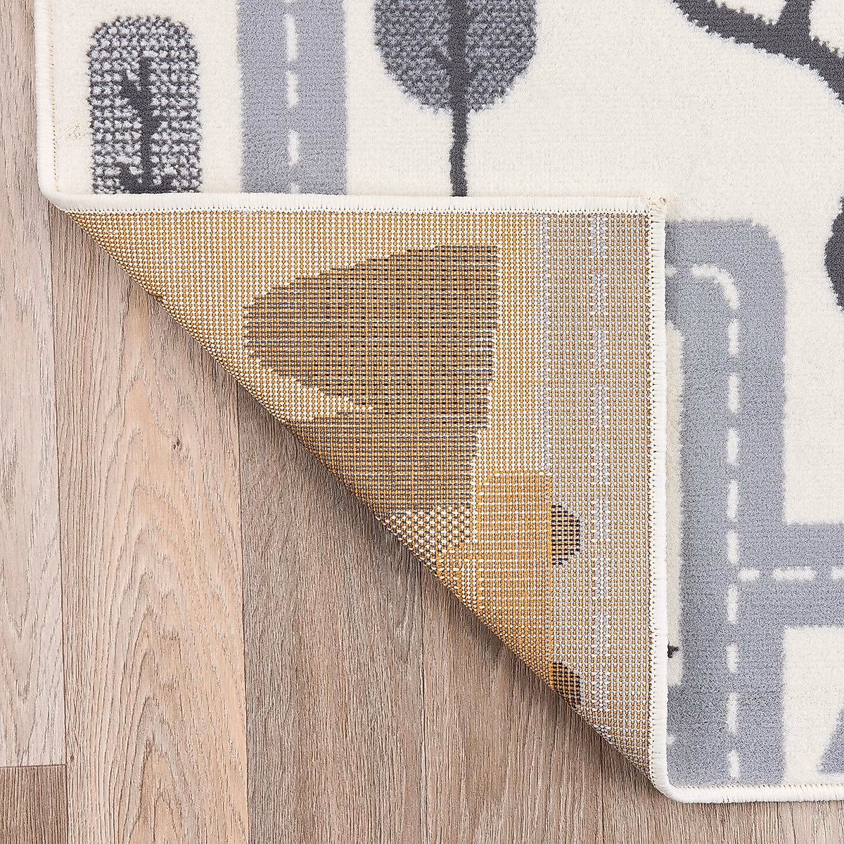 Rugshop Kids Play Road Rug for Playroom,Kidsoom,Nursery Room Interactive Cityscape for Cars and Toys Indoor Soft Runner Rug 2'x7' Cream