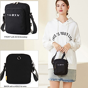 Togood Cell Phone Wallet Canvas Pocket Purse Small Crossbody Bags for women/men (Black)