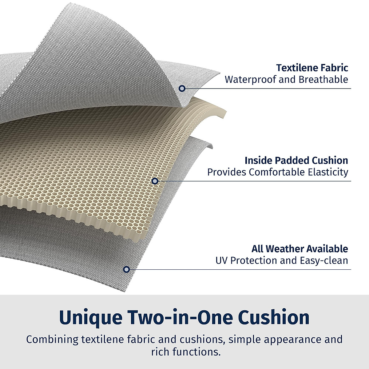 EAST OAK 4 Seats Outdoor Furniture Set, Waterproof Patio Furniture Set, Patio Loveseat with Coffee Table for Garden or Porch, 4-Piece Patio Conversation Sets for Balcony in Grey