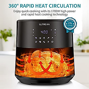 Ultrean 8 Quart Air Fryer, Electric Hot Airfryer XL Oven Oilless Cooker with 8 Presets, LCD Digital Touch Screen and Nonstick Frying Pot, ETL Certified, Cook Book, 1-Year Warranty, 1700W