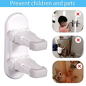 Flowden Improved Childproof Door Lever Lock（2 Pack）Prevents Toddlers from Opening Doors. Durable ABS with Adhesive Backing. Simple Install, No Tools Needed