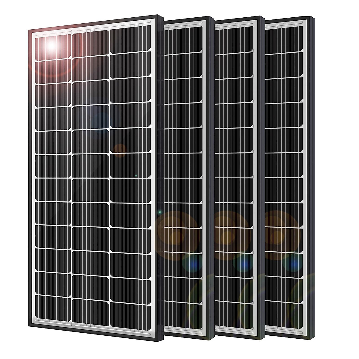JJN Solar Panel 4PCS 100W 12V Solar Module High Efficiency 9BB Monocrystalline Solar Panel for RV Home Boat and Other Off Grid System