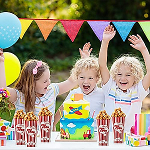 Fuutreo 120 Pack Movie Night Popcorn Box Paper Popcorn Bucket Bowl Bulk 46 oz Red and White Popcorn Bag Snack Container Holder 7.87" for Popcorn Machine Theater Carnival Circus Party Decor Supplies