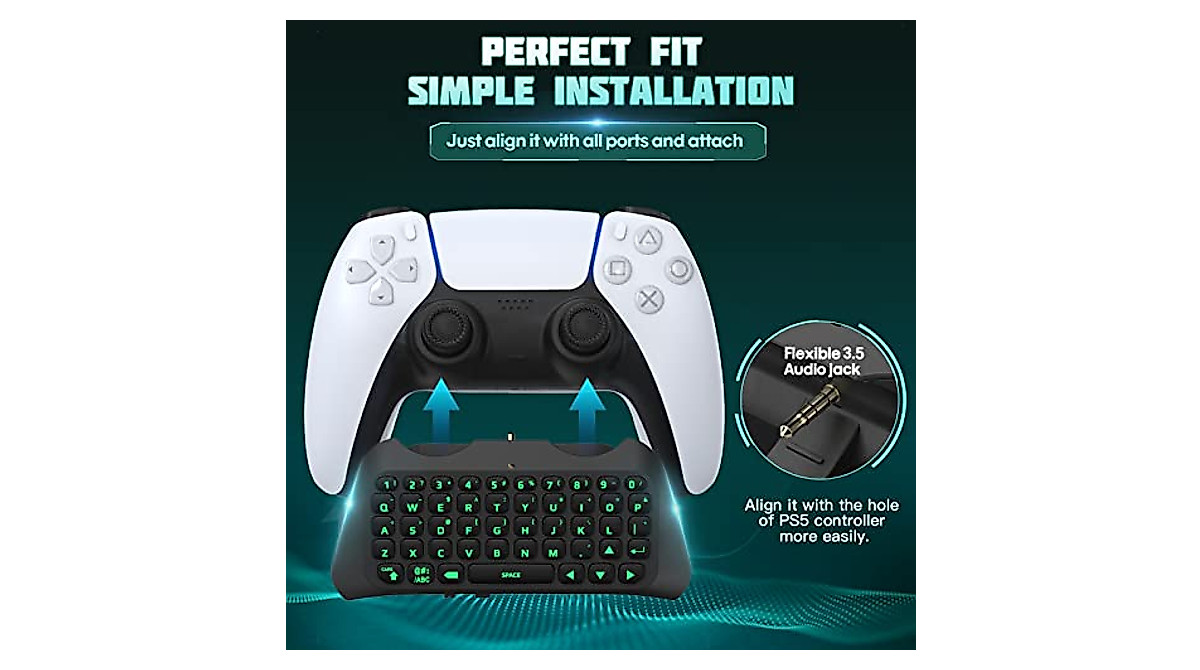 TiMOVO Green Backlight Keyboard for PS5 Controller, Wireless Bluetooth ...