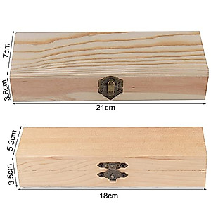 Wooden Stationery Case with Metal Lock,Solid Rectangular DIY Painted Pencil Case Storag (1)