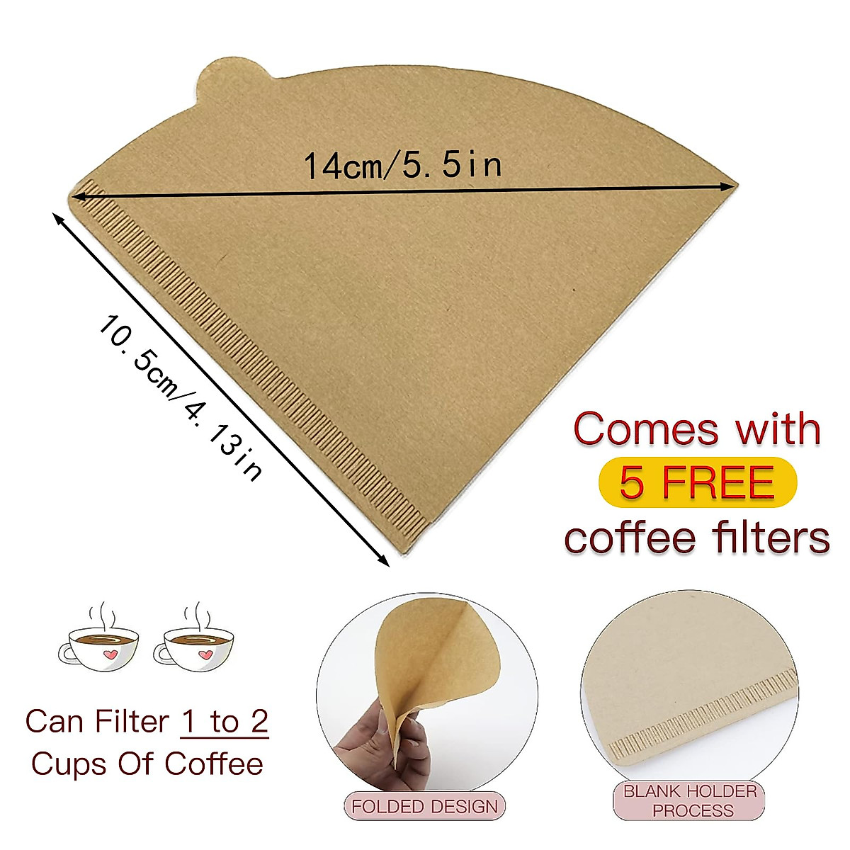 Joyangy Collapsible Coffee Maker Filter, Reusable Coffee Dripper, Rubber Coffee Maker with 5Pcs Paper Filters, for Home, Camping, Travel, Office