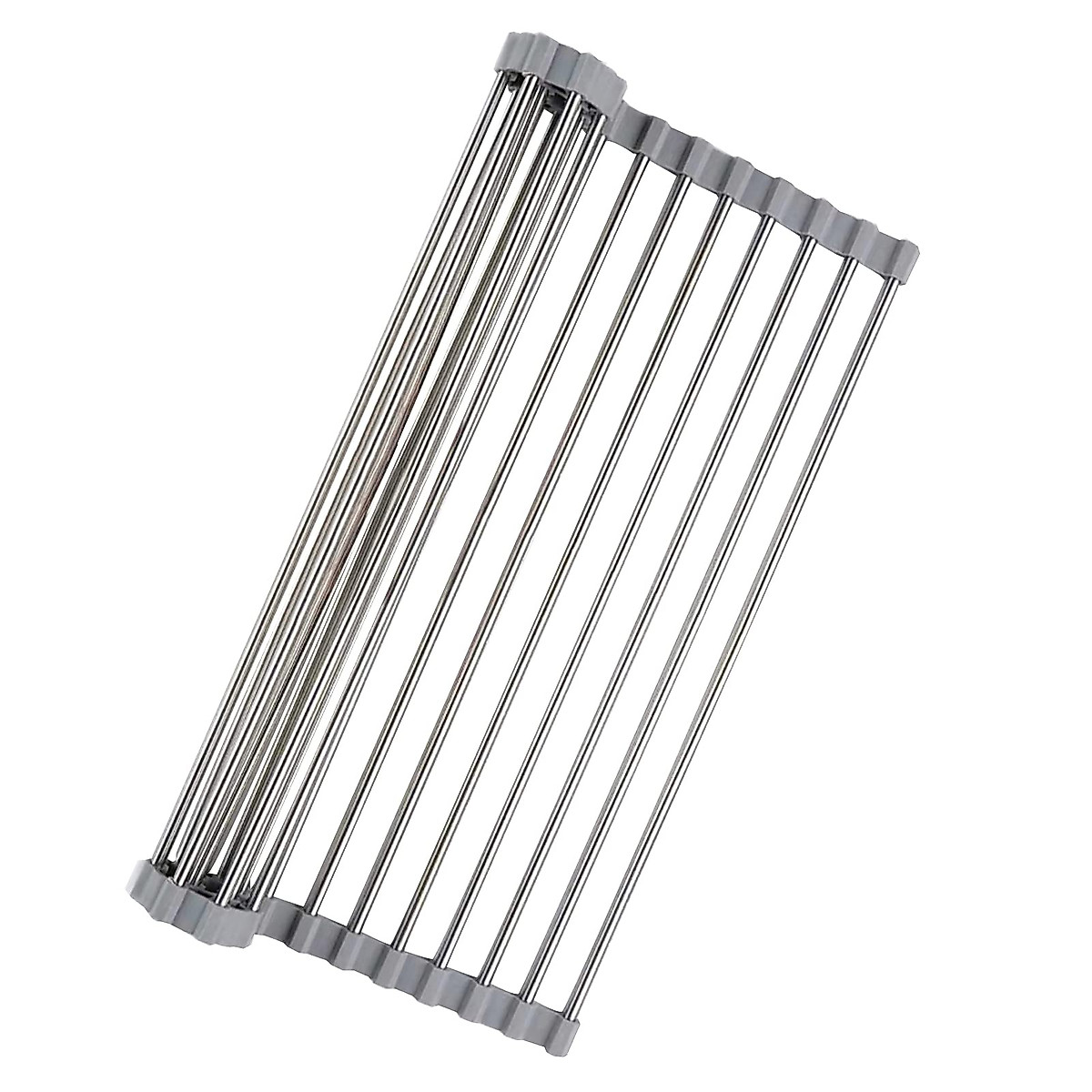 HIGEEK Roll Up Dish Drying Rack Over The Sink Dish Rack Kitchen Rolling Dish Drainer Over Sink, Foldable Sink Rack Mat Stainless Steel Wire Dish Drying Rack for Kitchen Sink Counter (17.5''x11.8'')