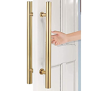 SUCHETA Modern Sliding Barn Door Handle Stainless Steel,Heavy Duty Entry Door Handle，for Sliding Glass Shower/Barn Door/Interior Exterior Door (Color: Gold) (Size: 60cmx80cm)